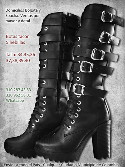 Botas Rockeras Metaleras Bogota Hebillas Taches Cremalleras Goticas ...